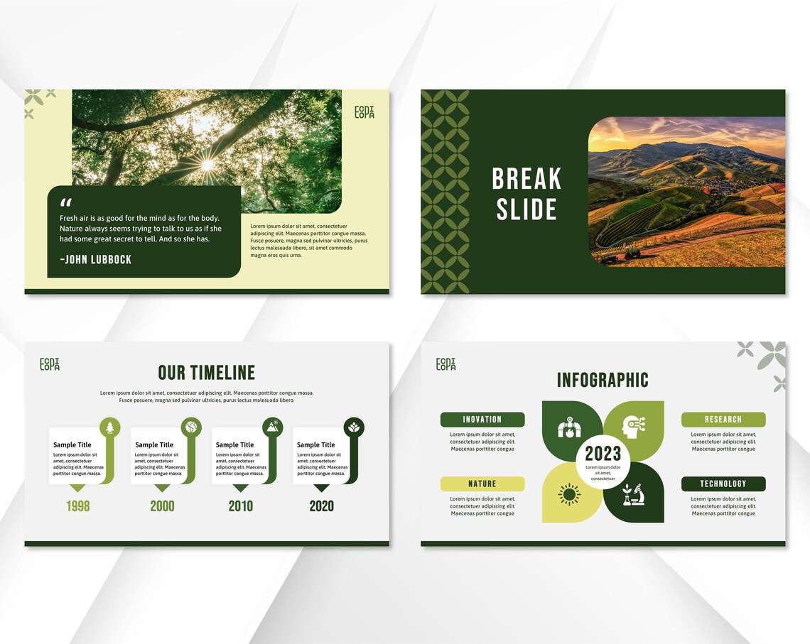 30 Unique Slide Green Nature Powerpoint Presentation Template - Etsy