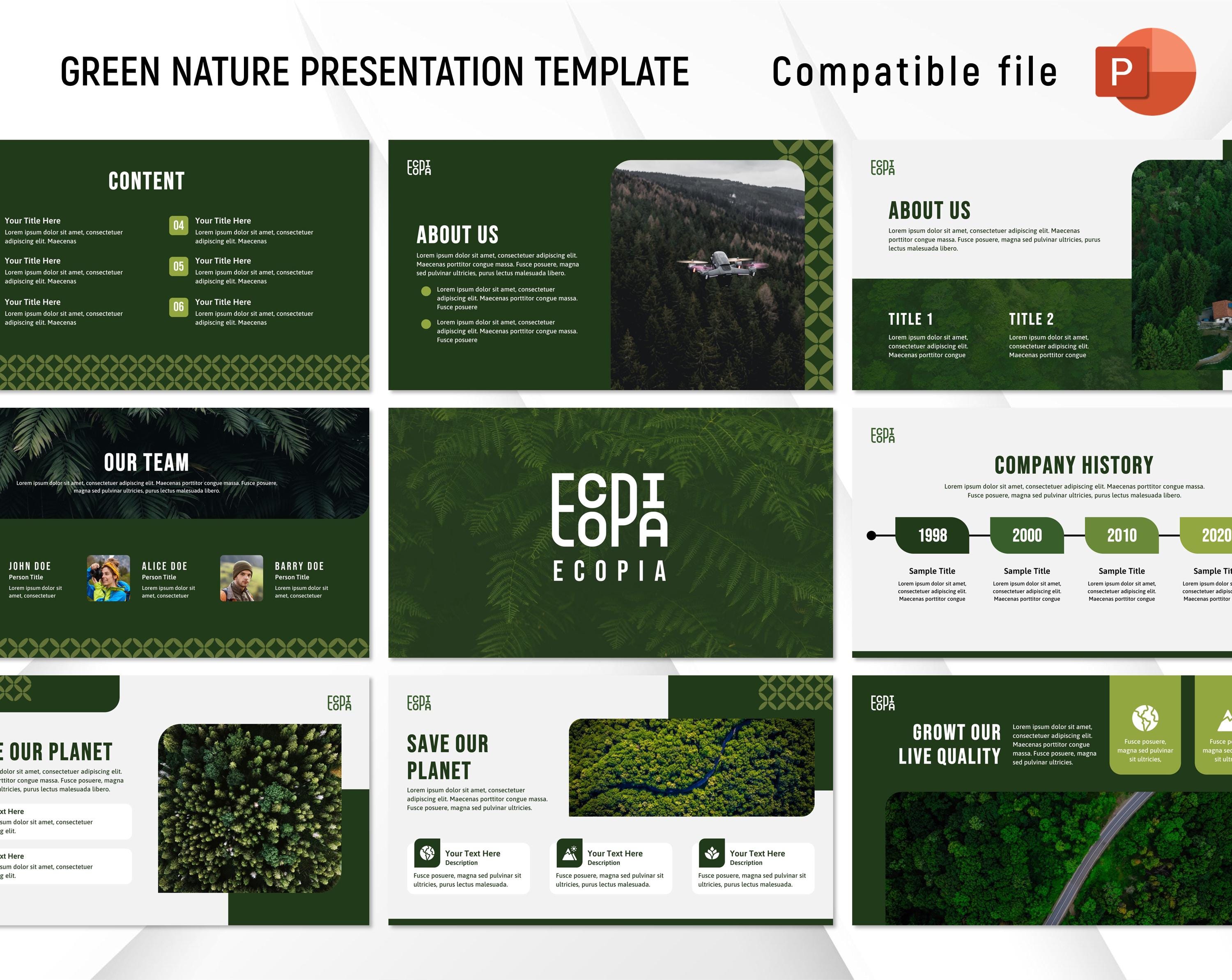 30 Unique Slide Green Nature Powerpoint Presentation Template - Etsy