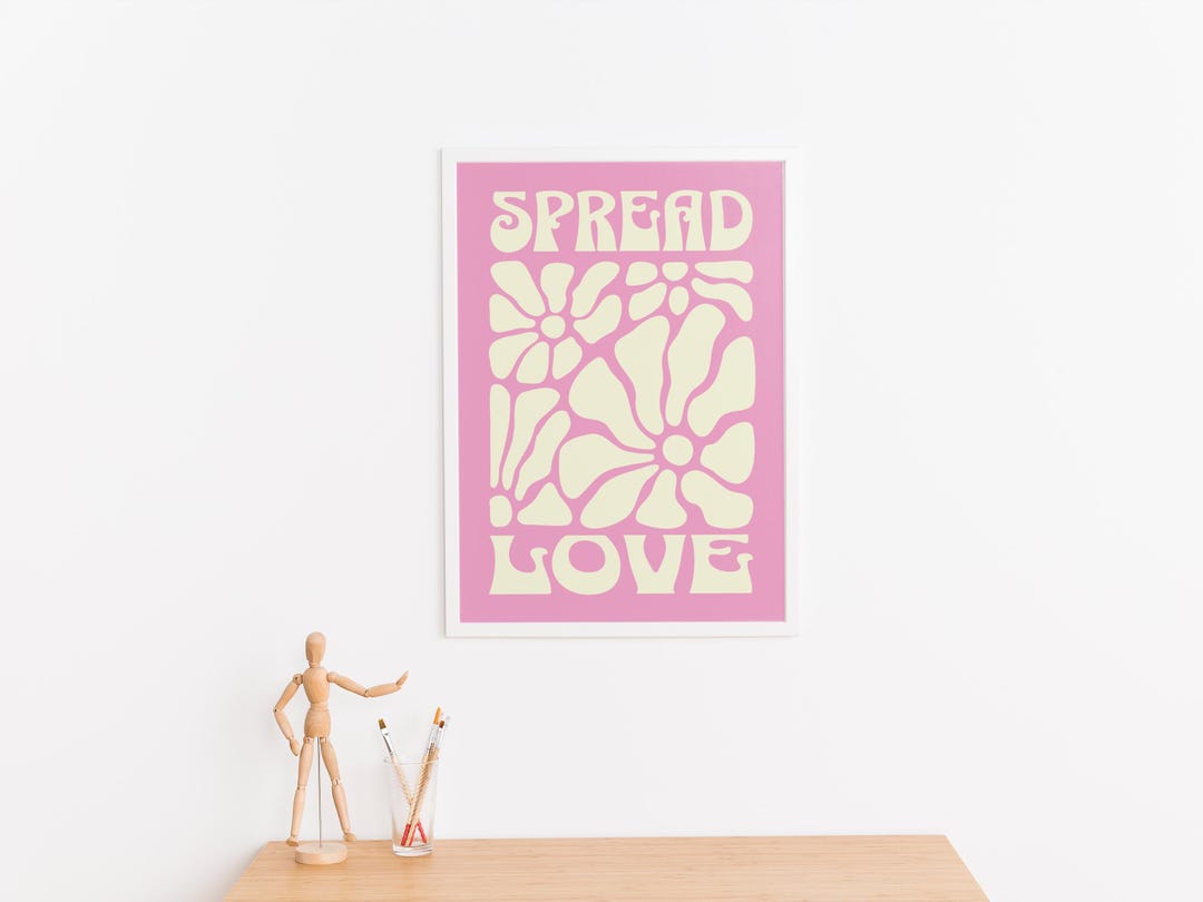 Spread Love, Poster, Motivation Quote, Colorful Poster, Typography Wall ...