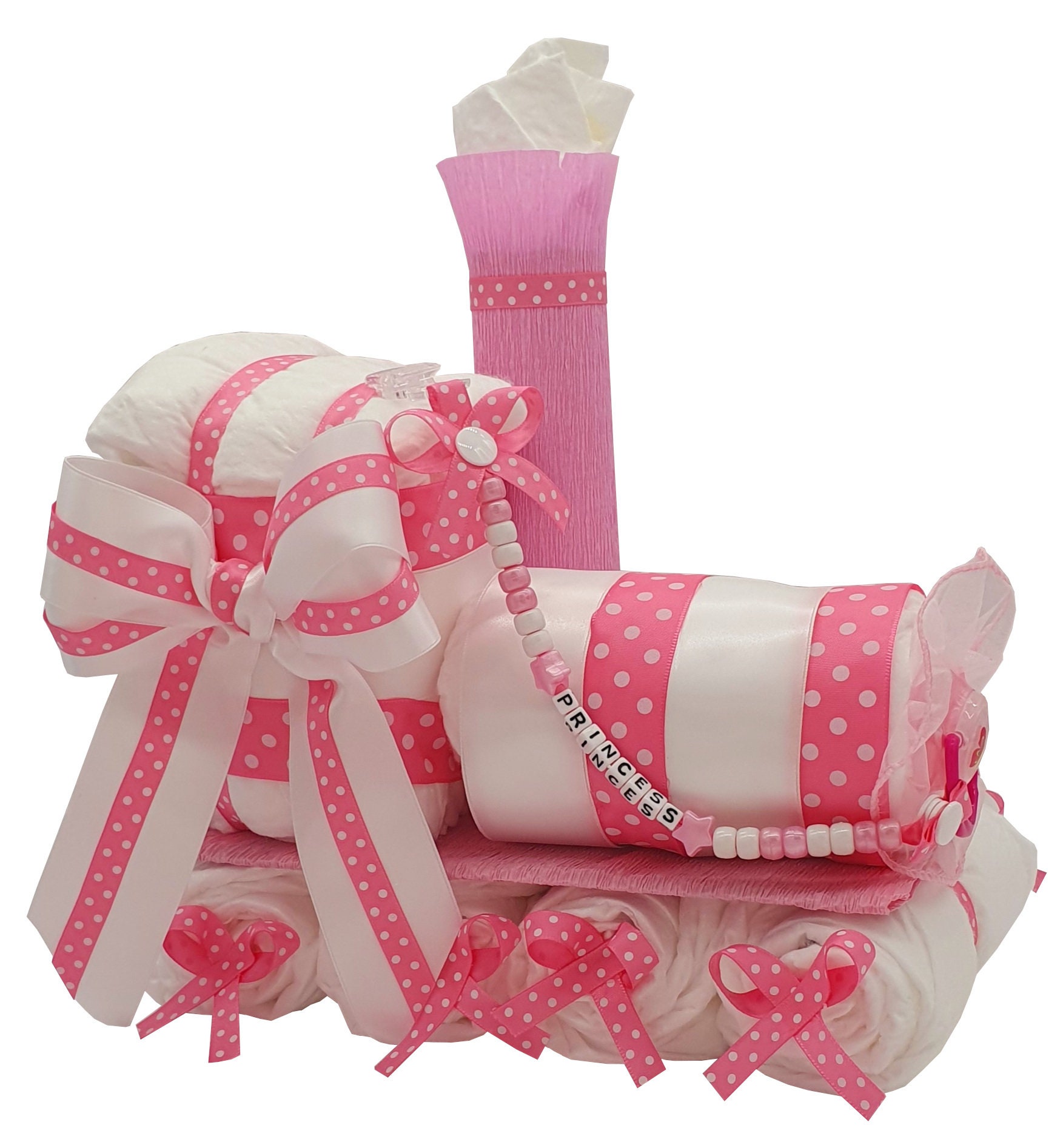 BEAUTIFUL Baby Nappy TRAIN cake basket/hamper New Born Gift - Etsy.de