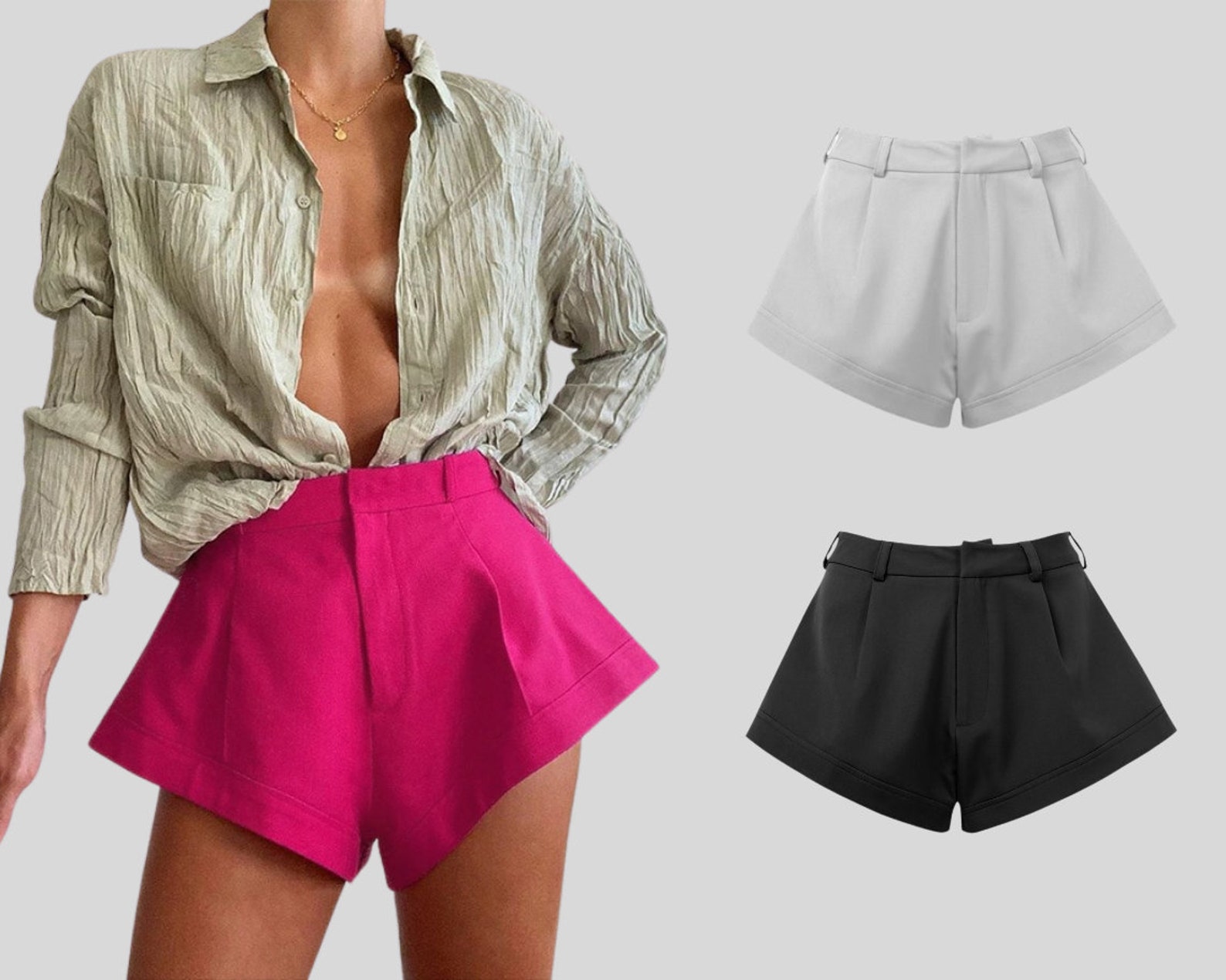 High Waisted Wide Leg Shorts Women Booty Short Pants Beach Etsy
