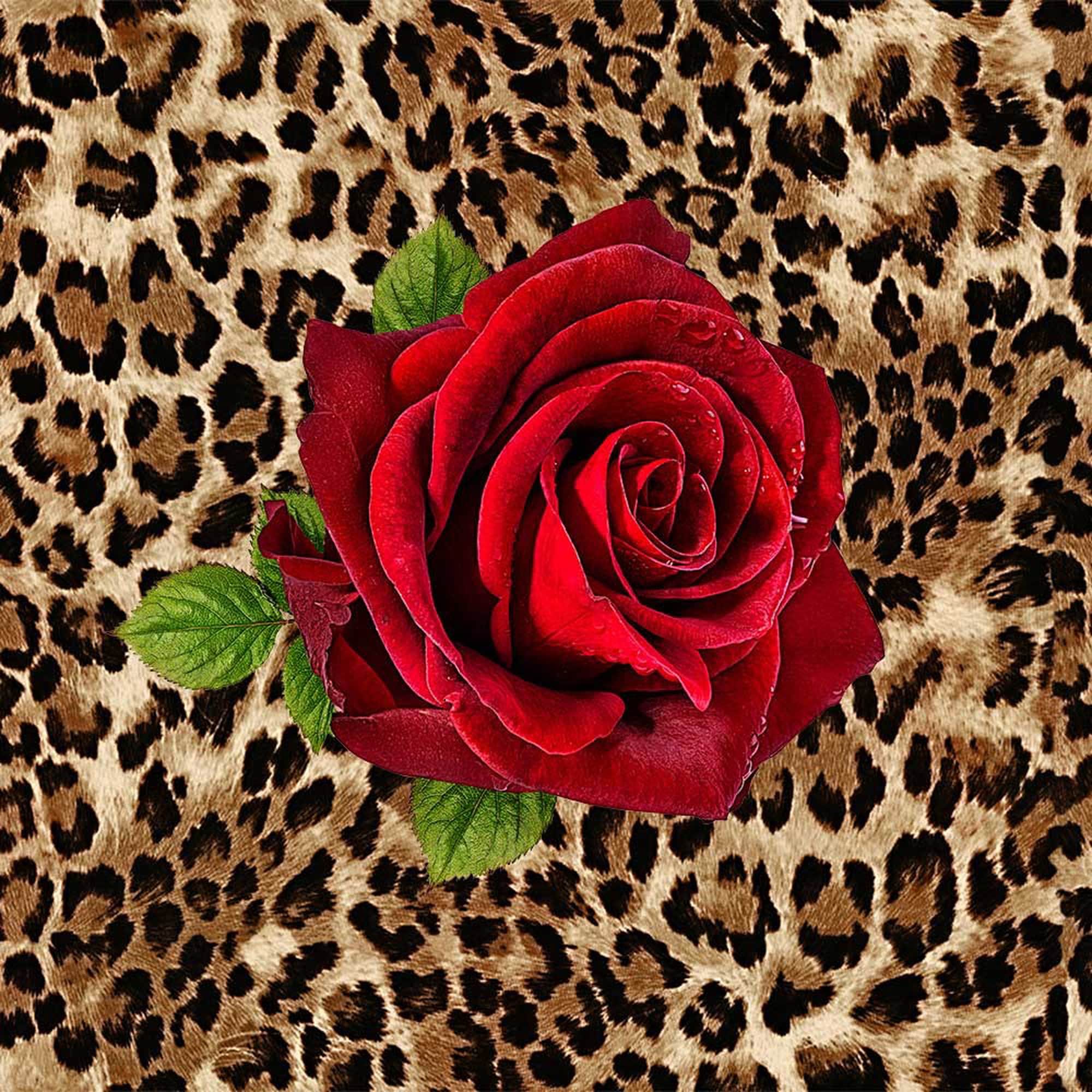 Leopard and Rose 70x70cm 45x45 cm Panel Printed Fabric | Etsy