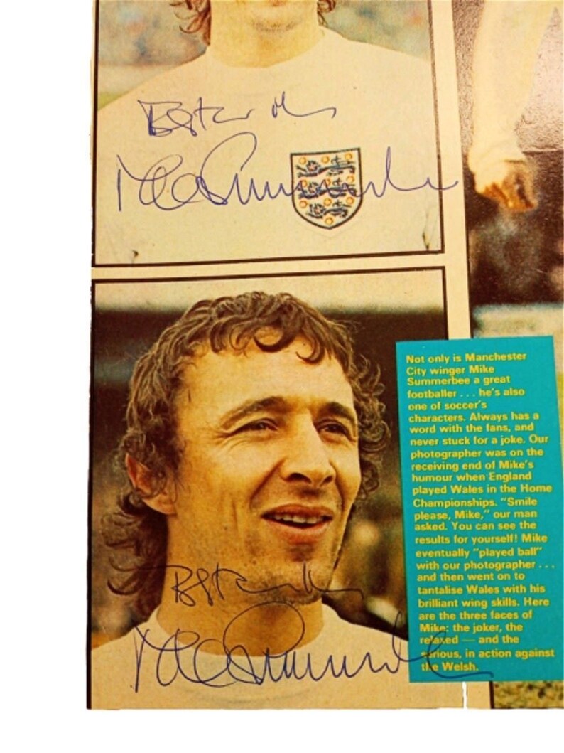 Original 1970s Mike Summerbee England the Three Faces of Mike Summerbee ...