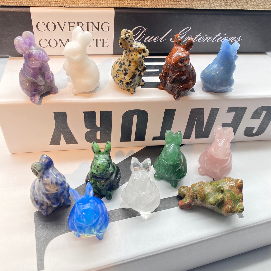 Quartz Crystal Rabbit, Gemstone Rabbit Figurine, Crystal Animal Carving ...