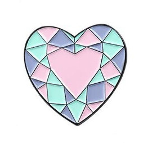 Crystal Heart Enamel Pin - Etsy