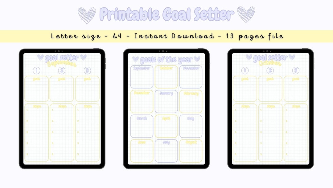Back to School Goal Setter Printable Vertical Pages Student - Etsy