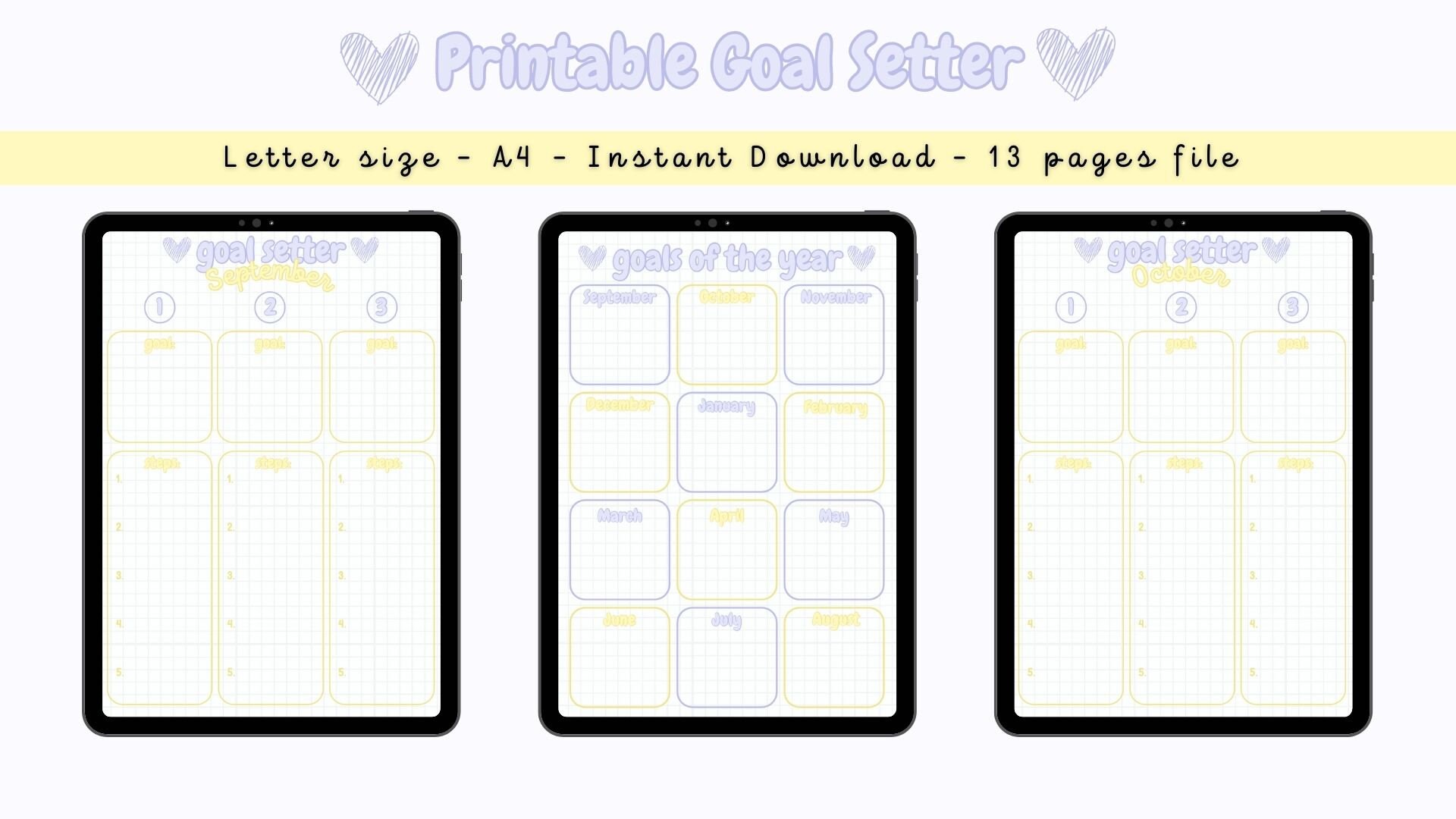 Back to School Goal Setter Printable Vertical Pages Student - Etsy