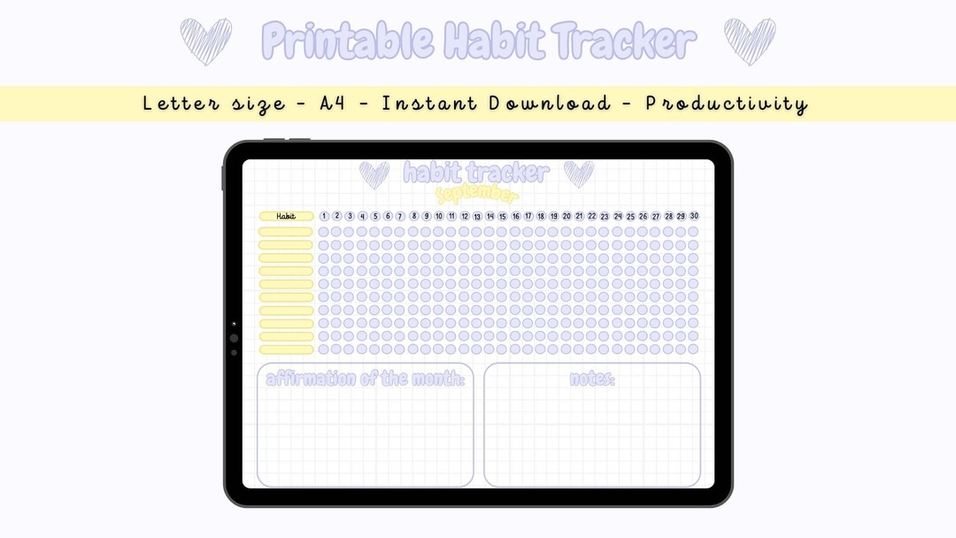 Back to School Habit Tracker Printable Horizontal Pages - Etsy