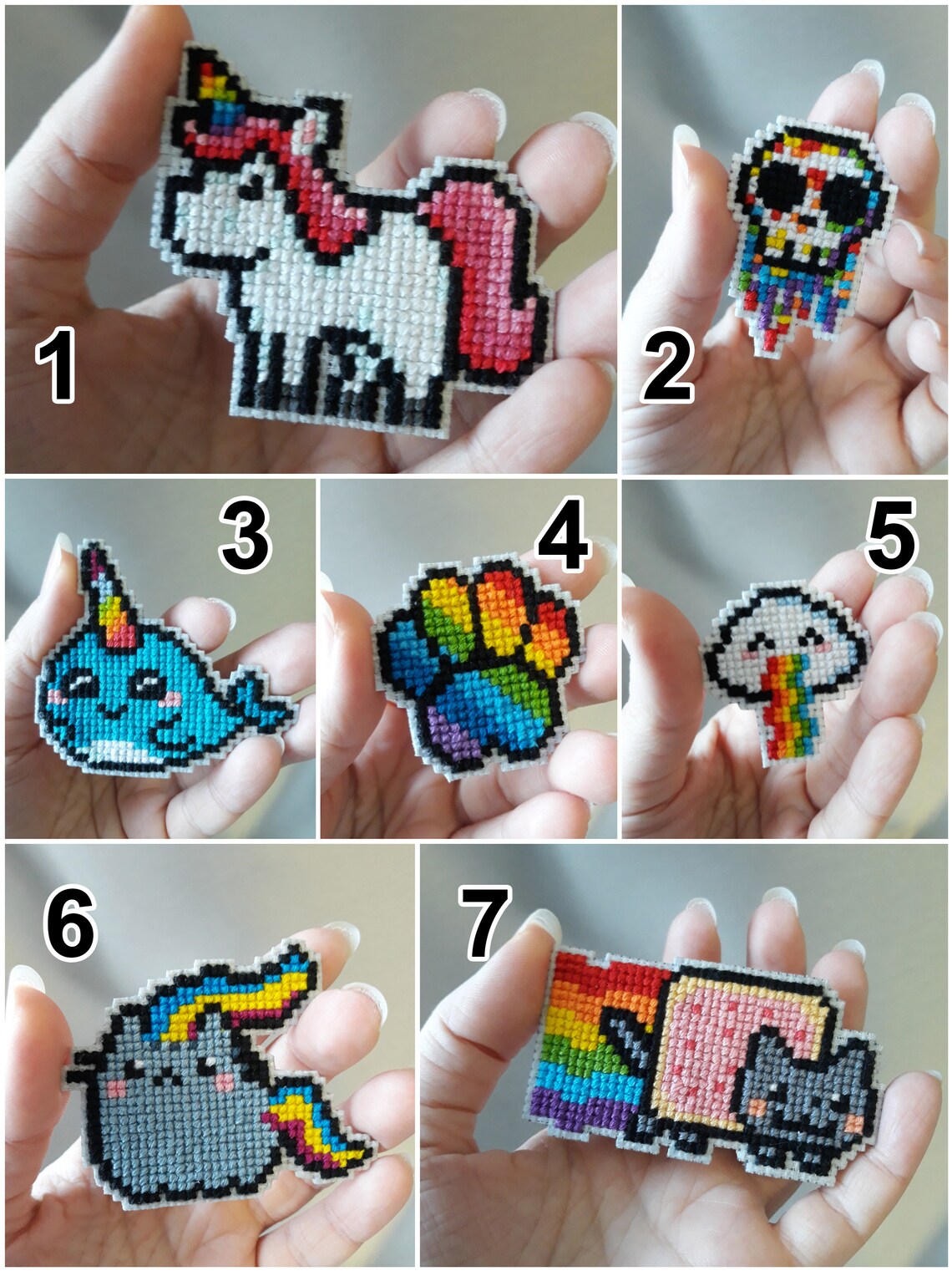 Kawaii Rainbow insignias pins pixel art | Etsy