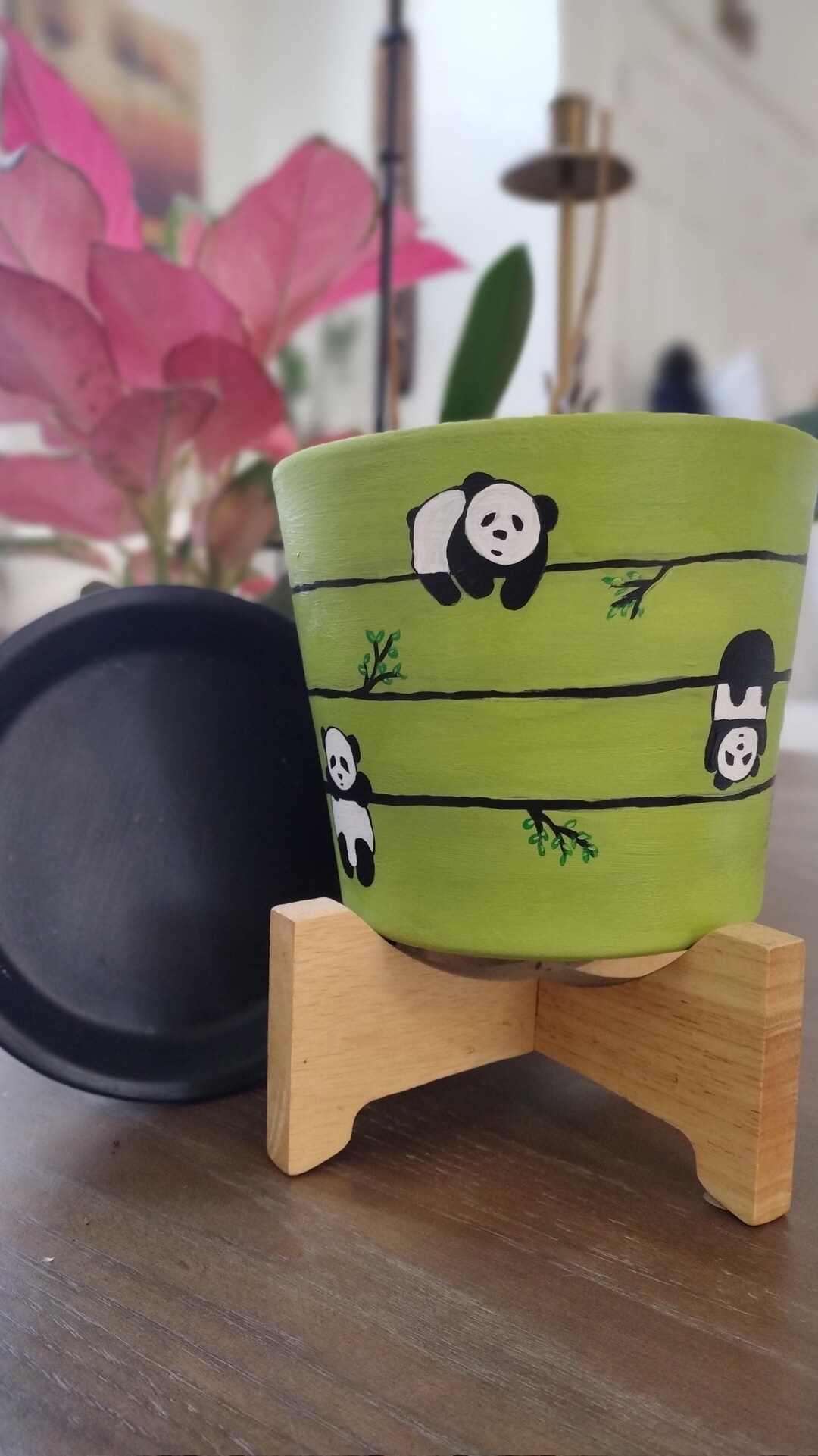 Playful Pandas | Hand Painted Large Cabo Flair Terracotta Pot W ...
