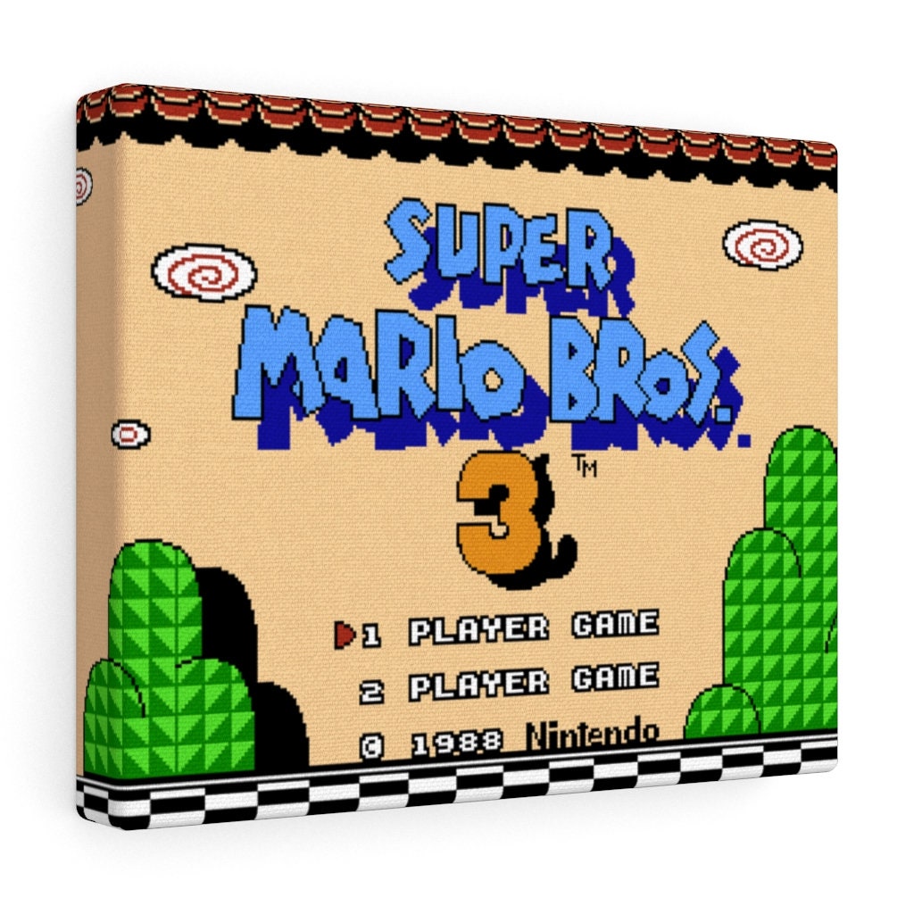 Super Mario Bros 3 NES Classic Retro Pixel Title Screen Canvas | Etsy