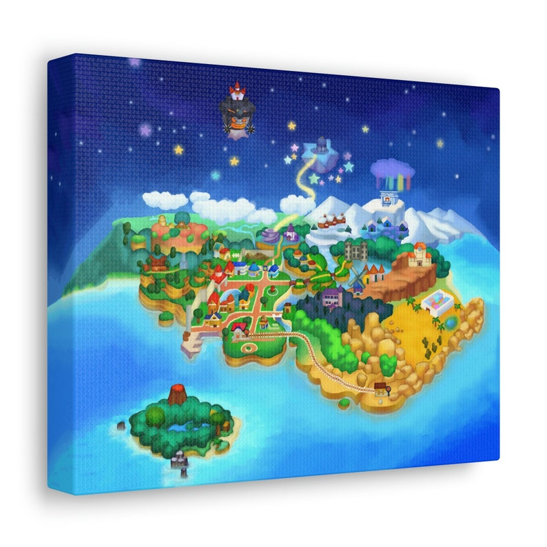 Paper Mario 64 World Map Mushroom Kingdom Wall Art Retro - Etsy
