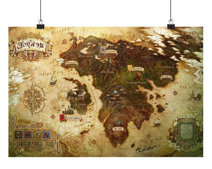 FFXIV Hydaelyn New World Map Gaming Matte Poster - Etsy