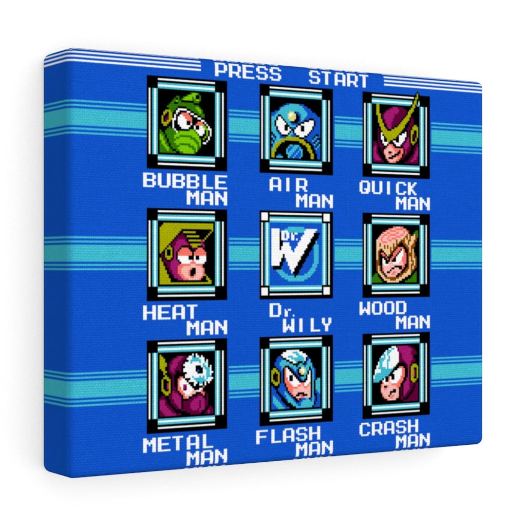 Mega Man 2 Classic Nes Retro Stage Boss Select Screen Canvas Wall Pixel ...