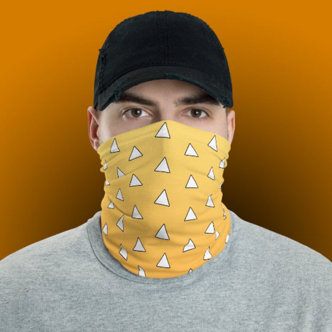 Yellow Lightning Triangle Gradient Anime Manga Haori Face Cover Mask ...