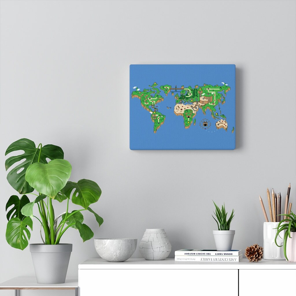 Super Mario World Map Shaped as Continents Classic Gaming Wall - Etsy