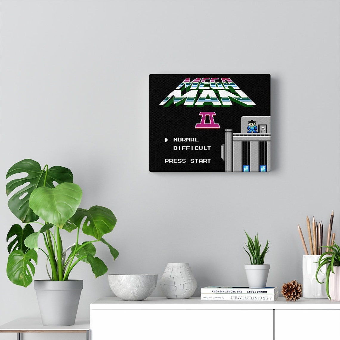 Mega Man 2 Classic Retro Title Screen Pixel Art Canvas | Etsy