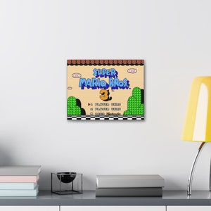 Super Mario Bros 3 NES Classic Retro Gaming Pixel Title Screen Wall Art ...
