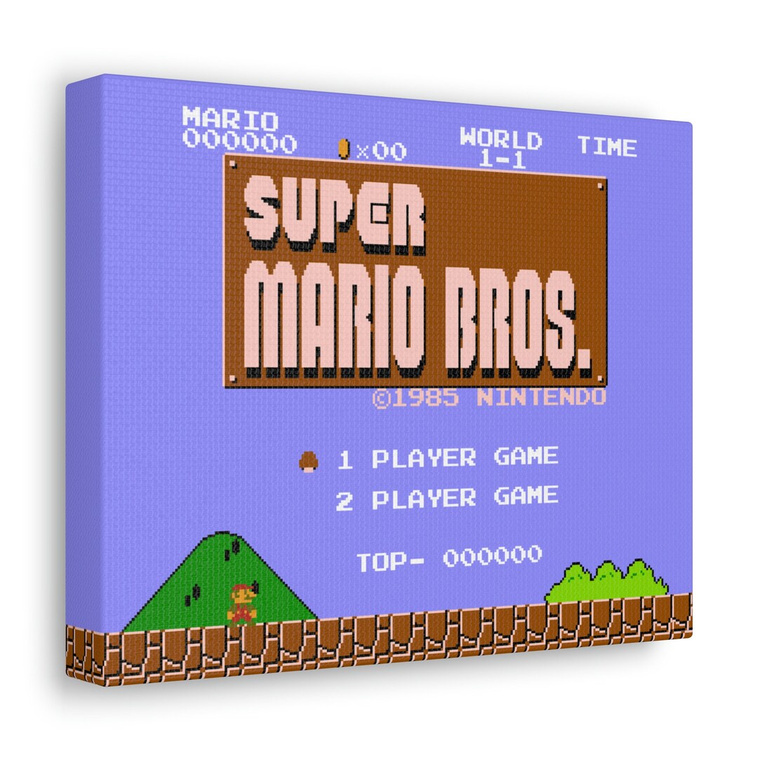 Classic Super Mario Bros NES Title Start Screen Retro Old School Gamer ...