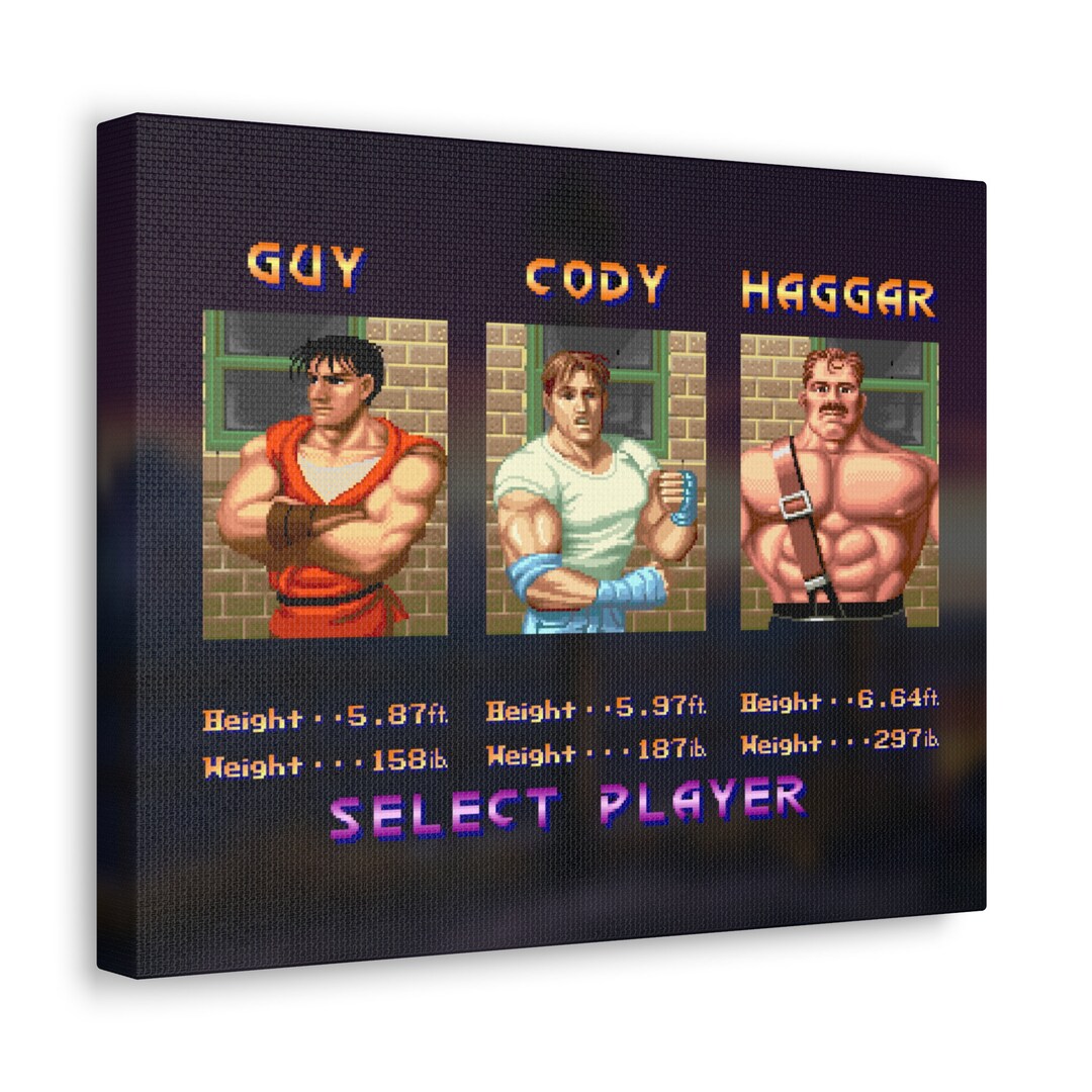 Final Fight Arcade Classic Game Character Select Screen Metro City Wall ...