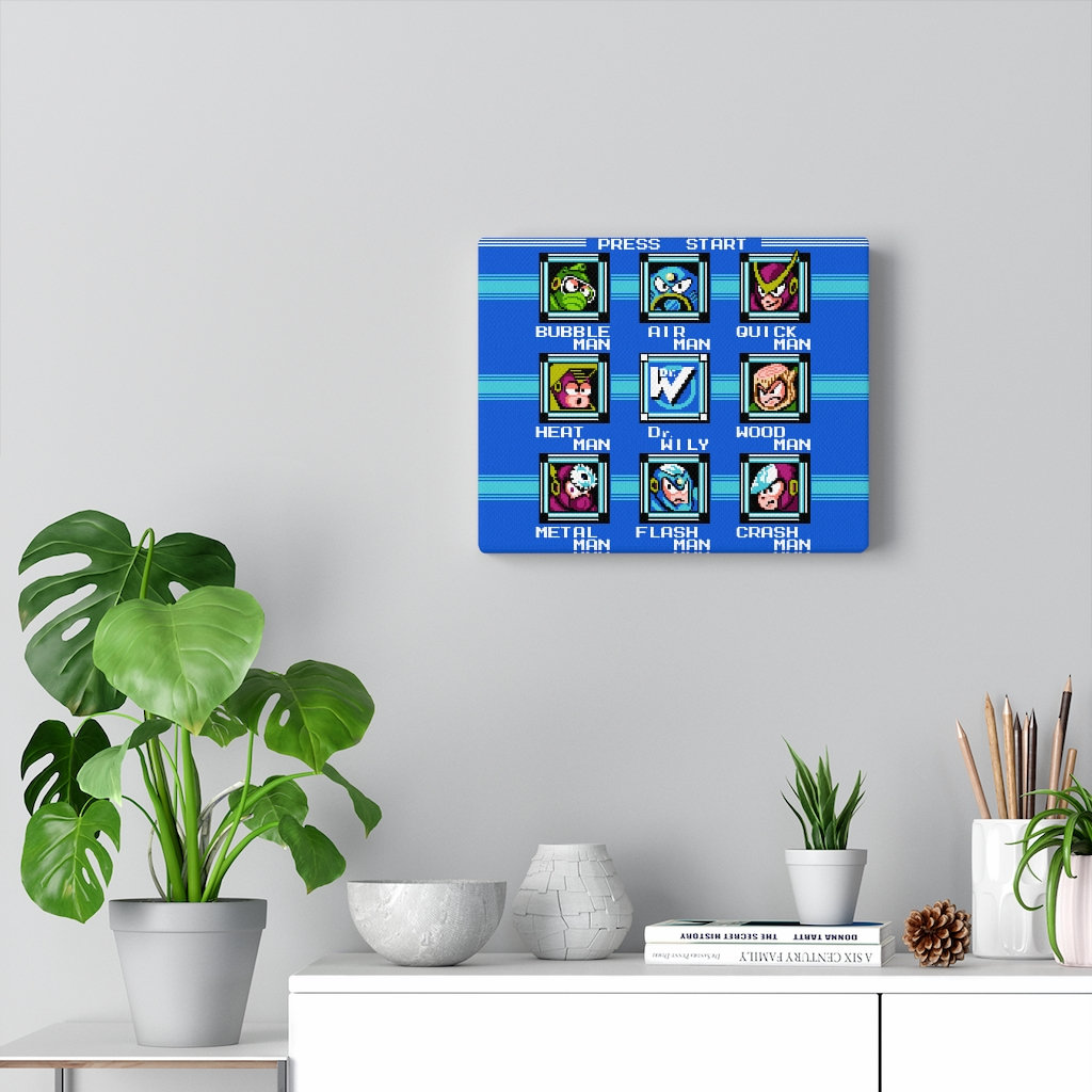 Mega Man 2 Classic Nes Retro Stage Boss Select Screen Canvas Wall Pixel ...