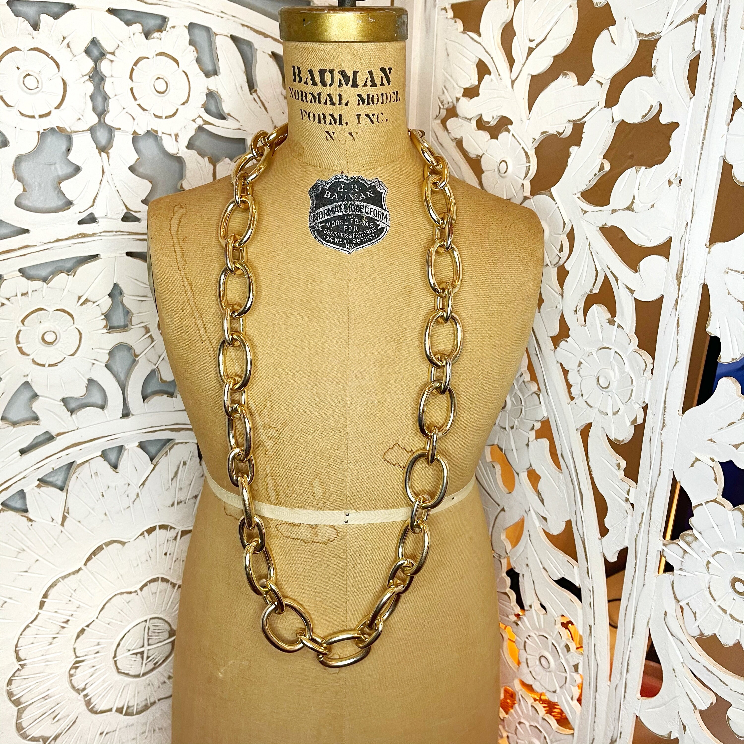 Cara NY Gold Tone Chucky Chain Long Necklace - Etsy