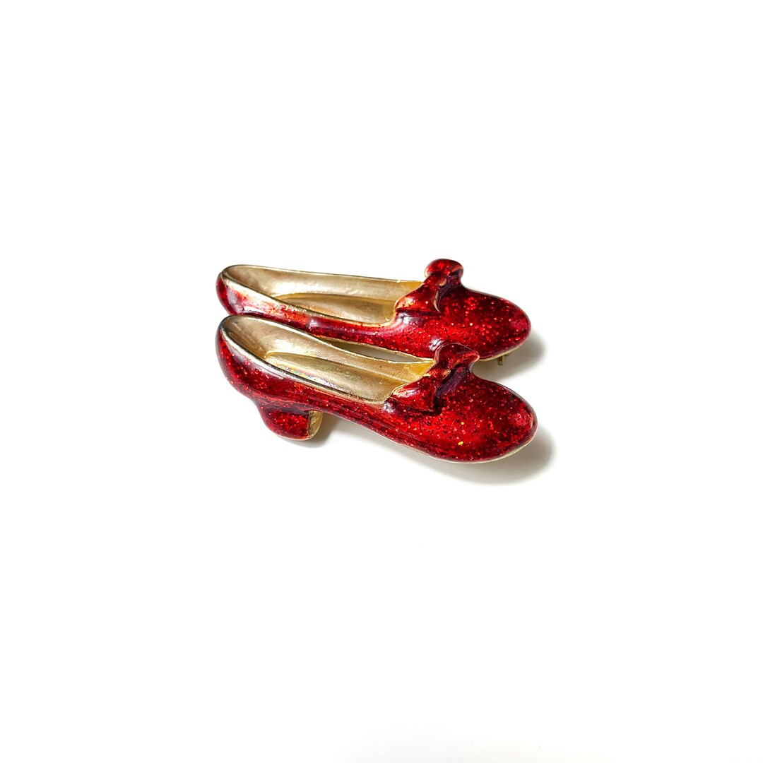 Vintage Red Slippers Brooch - Etsy