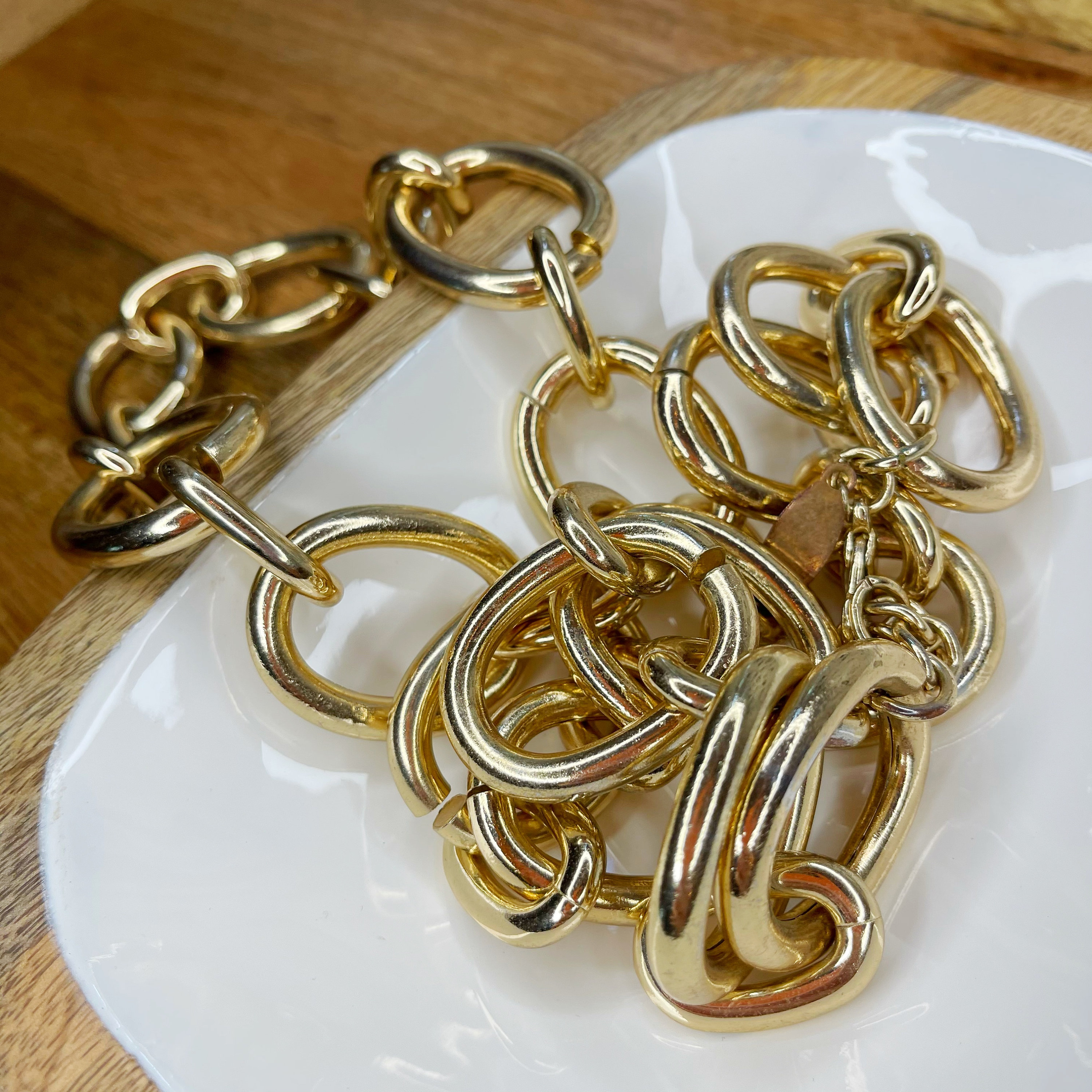 Cara NY Gold Tone Chucky Chain Long Necklace - Etsy