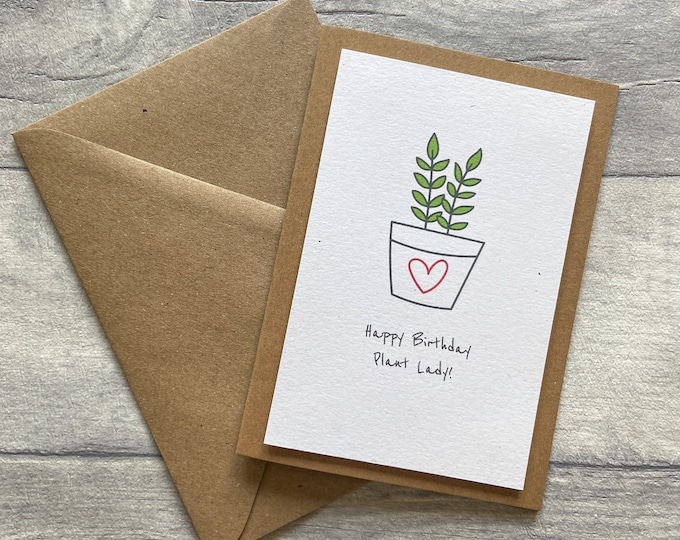 Happy Birthday Plant Lady, Plant Lover Card, Birthday Card for Her ...