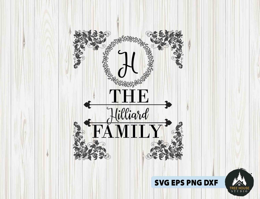 Last Name Template SVG PNG DXF Floral Wreath Border Family Svg - Etsy
