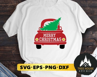 Christmas Truck & Tree SVG Red Truck Tree Cricut Silhouette - Etsy