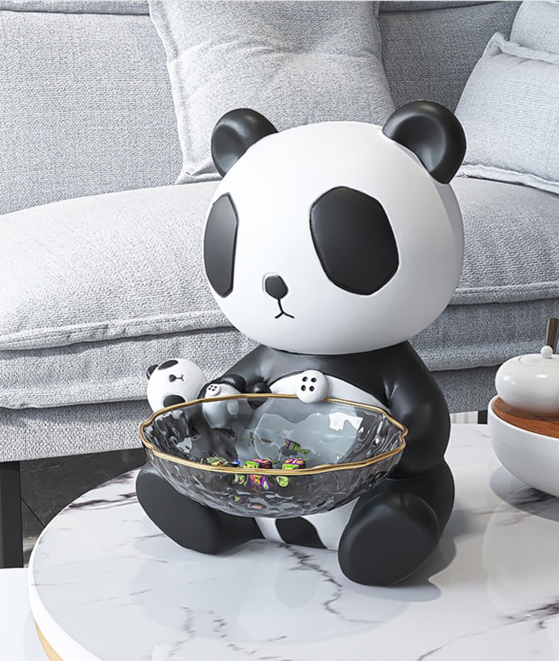 Modern Panda Glass Storage Ornament Living Room TV Cabinet | Etsy