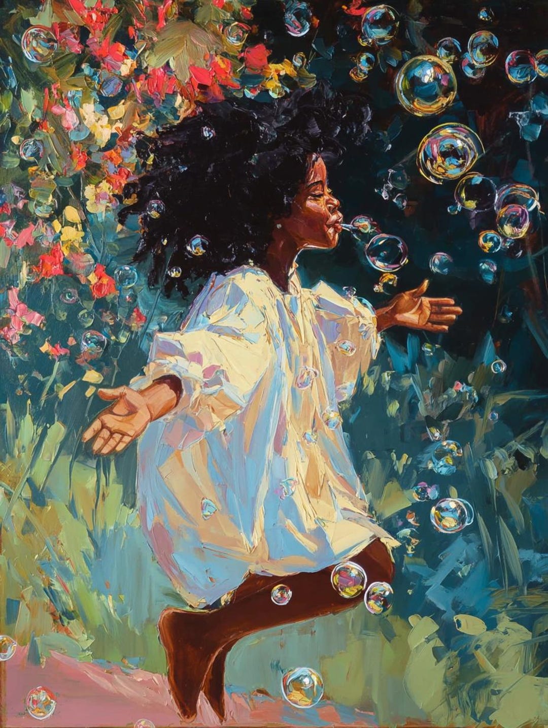 BUBBLE JOY Paper Print, Black Girl Art, Elegant, Magical, African ...