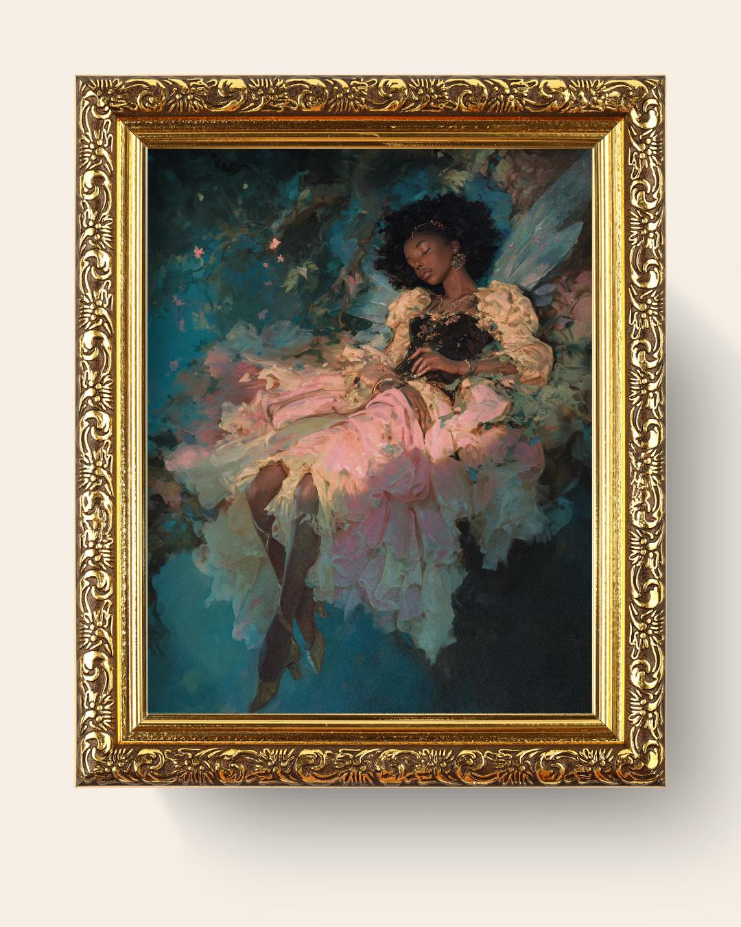 Rococo Fairy Art Print: Black Girl Magic, Elegant Vintage Charm - Etsy
