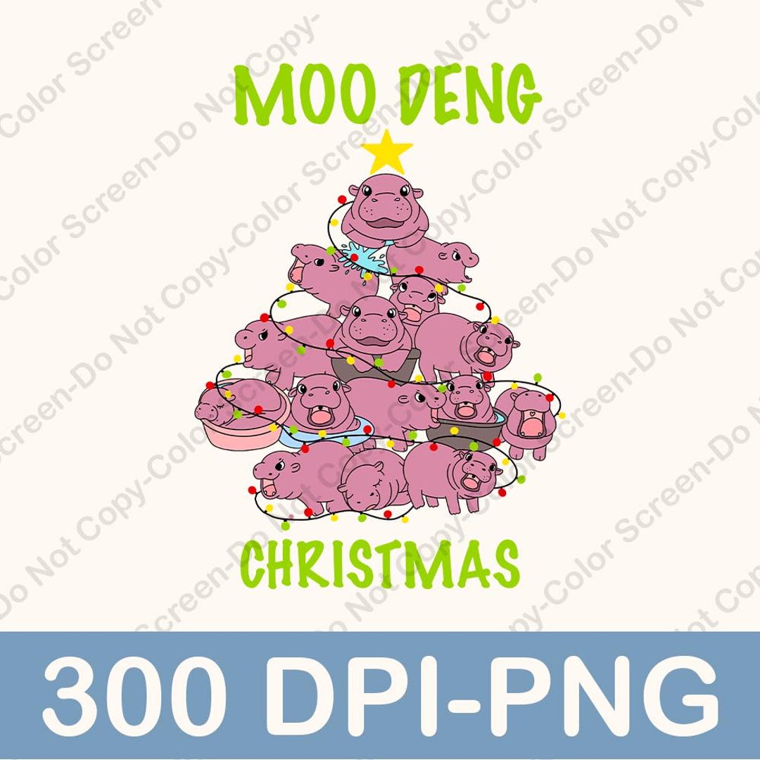 Moo Deng Christmas Png, Hippo Png, Moo Deng Png, Cute Moo Deng Png ...