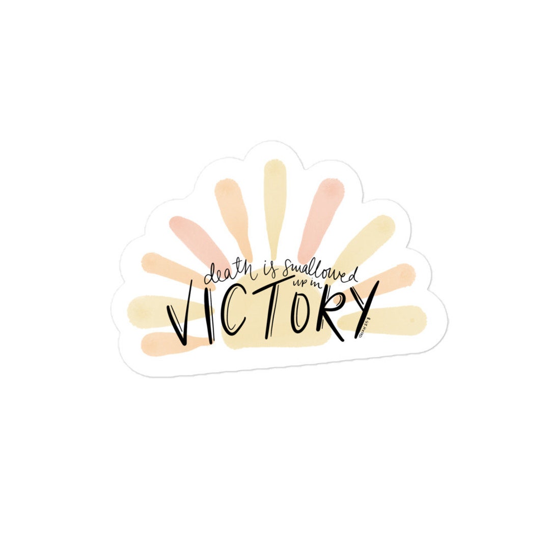 Victory Bible Verse Christian Sunshine Watercolor Vinyl - Etsy