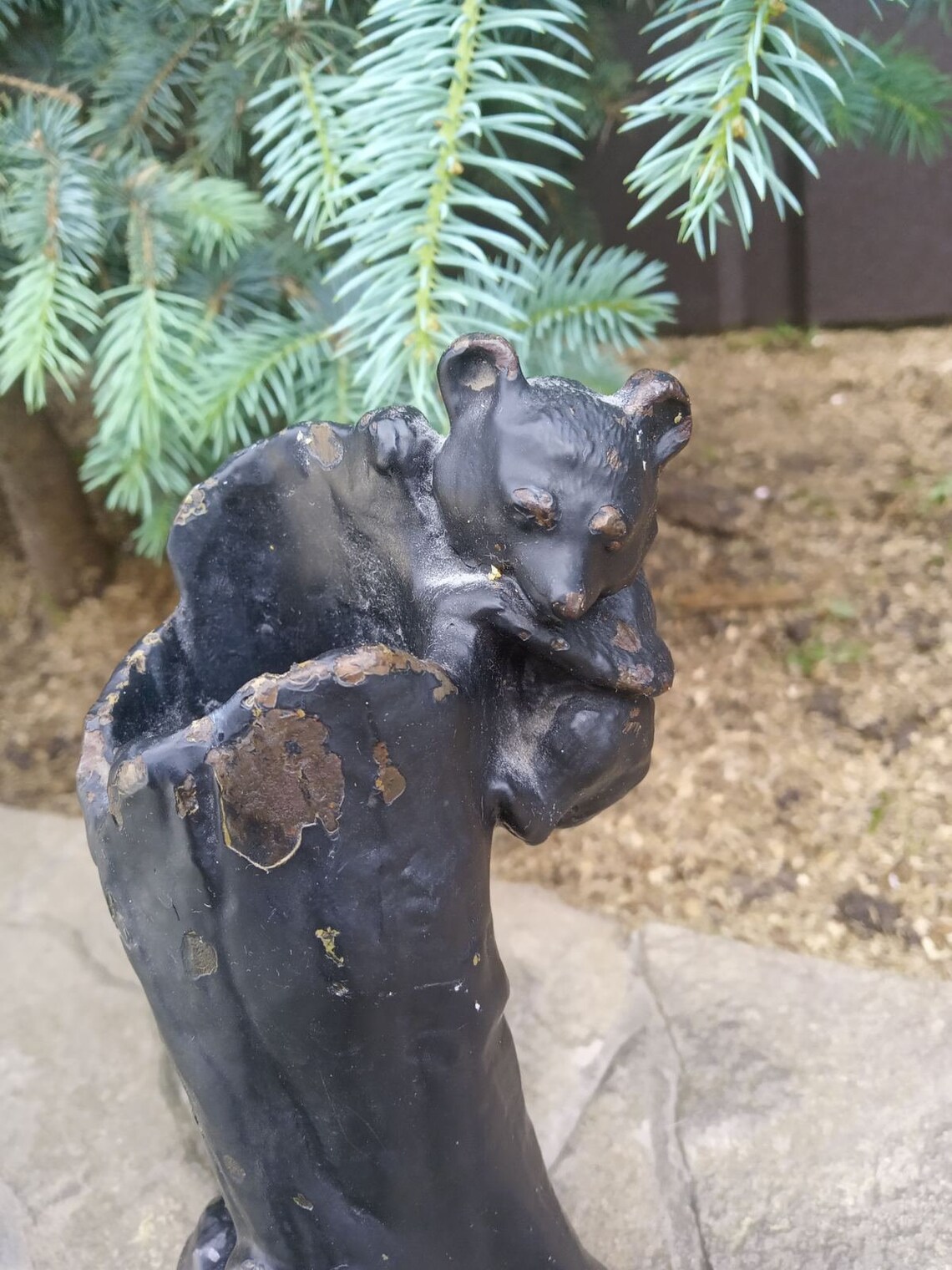 Rare Cast-iron Pencil Holder bears on a Stump. Soviet Art Casting Kasli ...