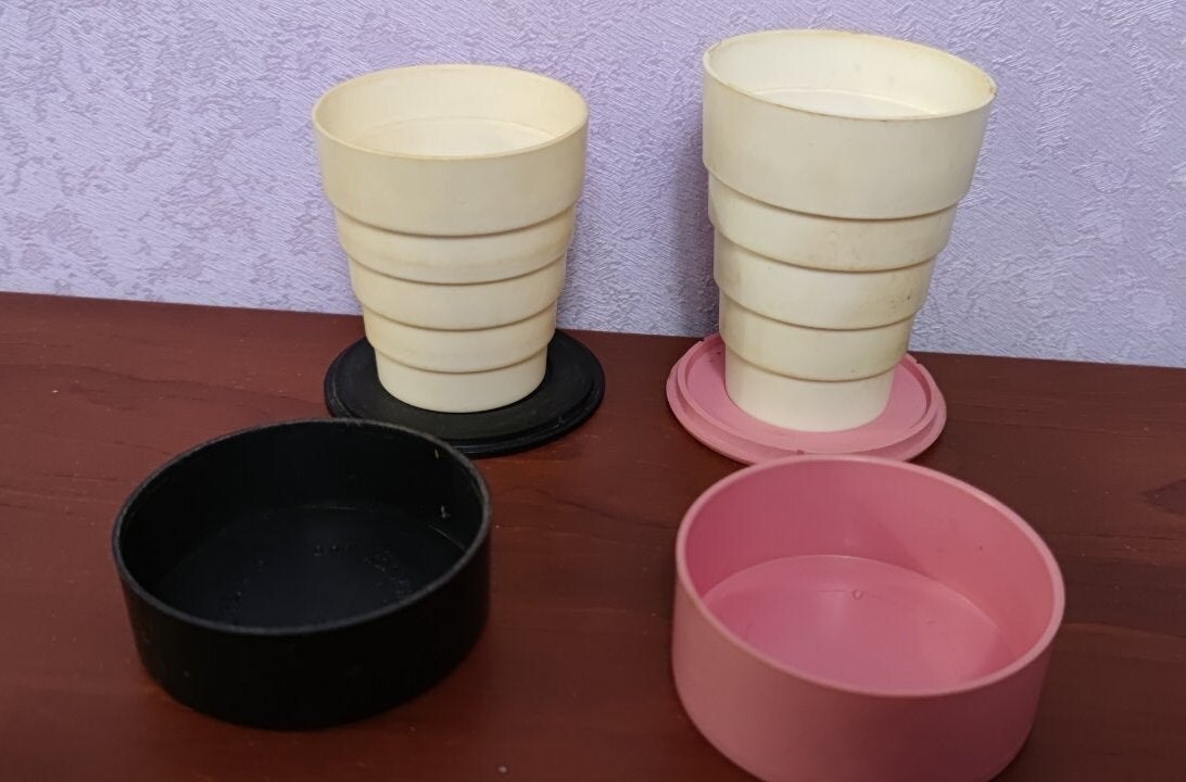 2 Plastic Folding Cups. Vintage Travel Cups. 1970s Soviet - Etsy UK