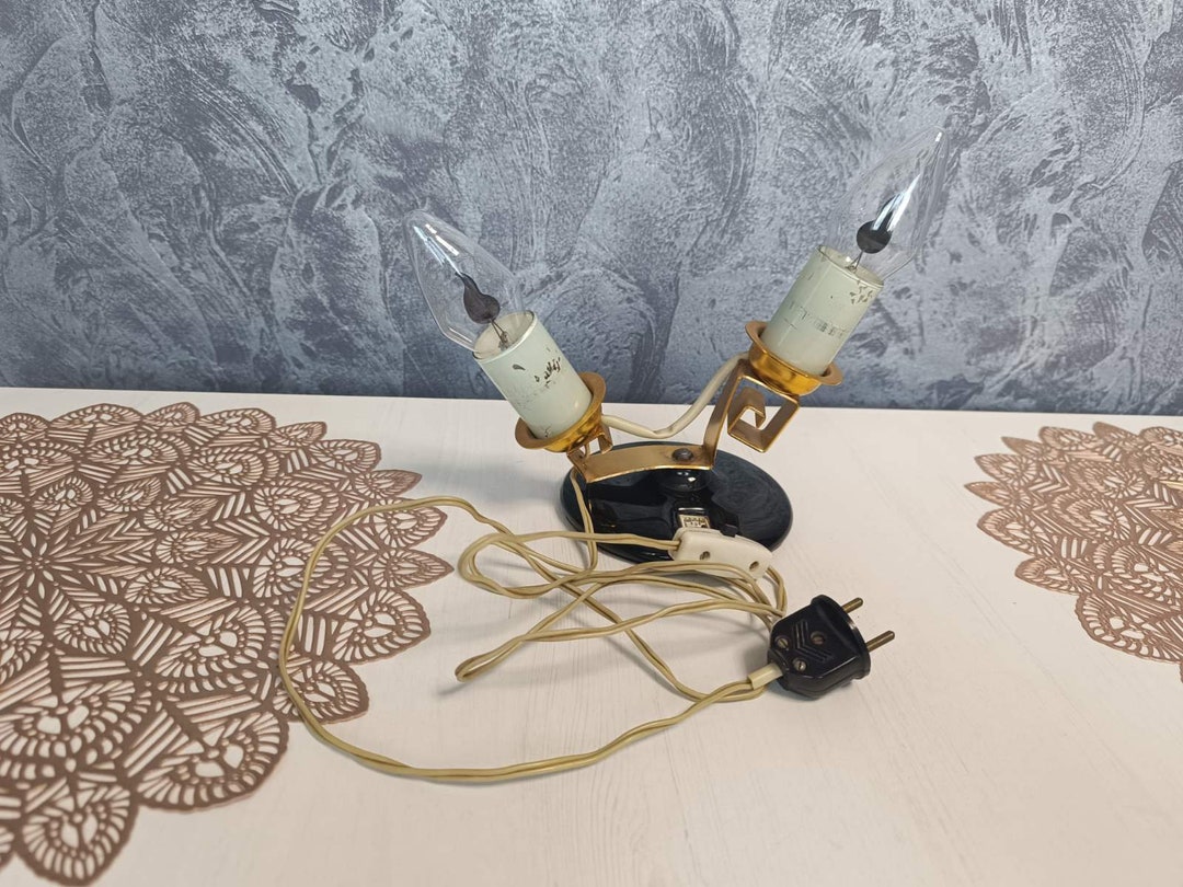 Soviet Table Lamp, Retro Lamp 2 Candles, Vintage Soviet Lamp, Vintage ...