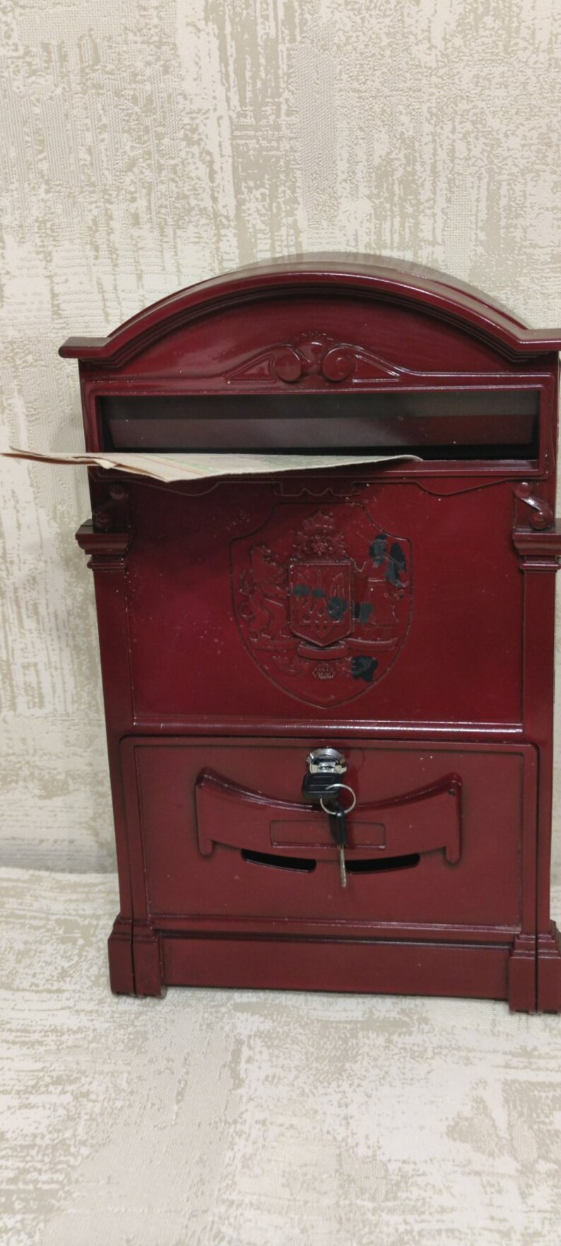 Rectangular Mailbox for Correspondence, Plastic, Dark Red. Plastic Box ...