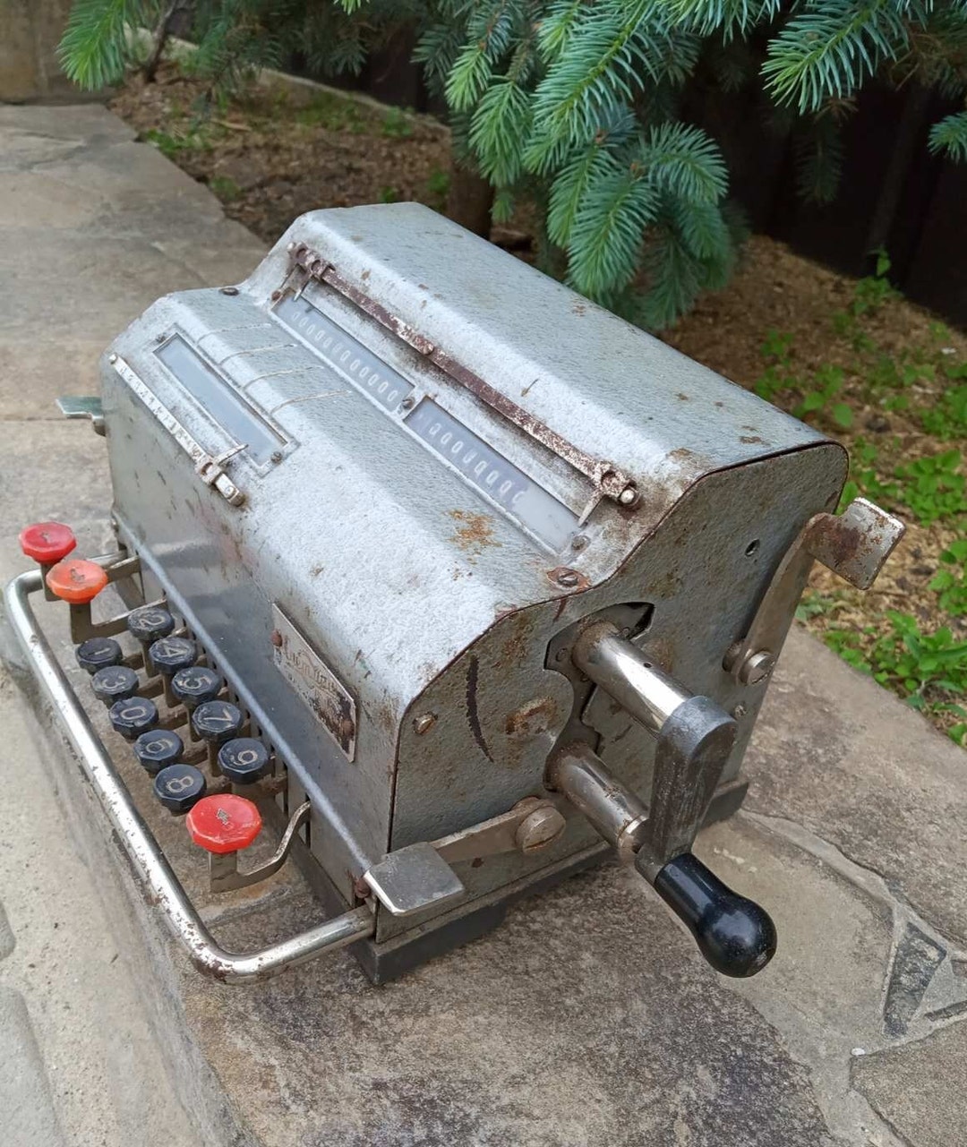 Vintage Metal Calculating Machine. Machine of Mechanical Calculation ...