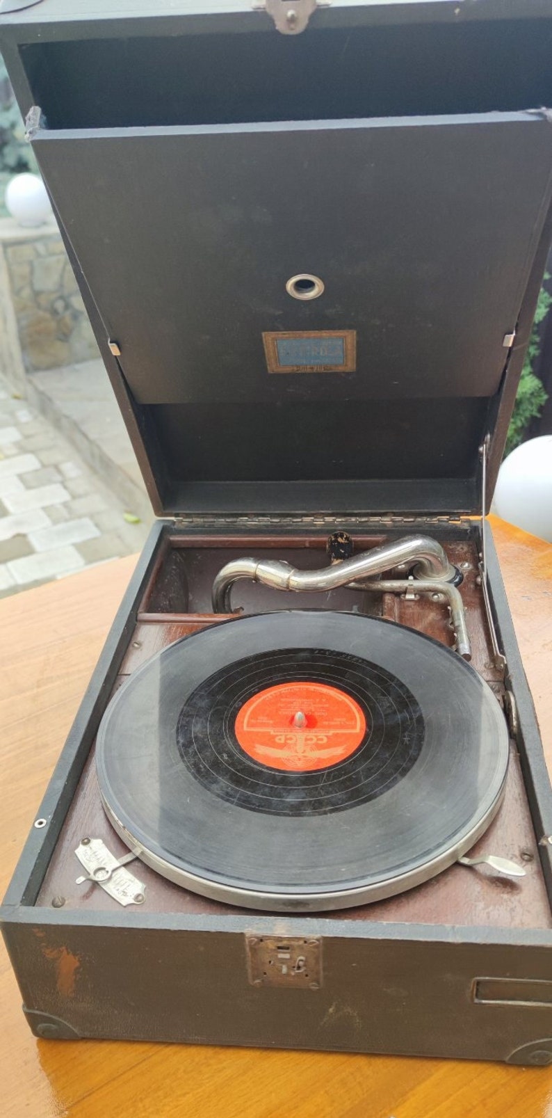 German Portable Gramophone Electrola in a Suitcase. Antique Gramophone ...