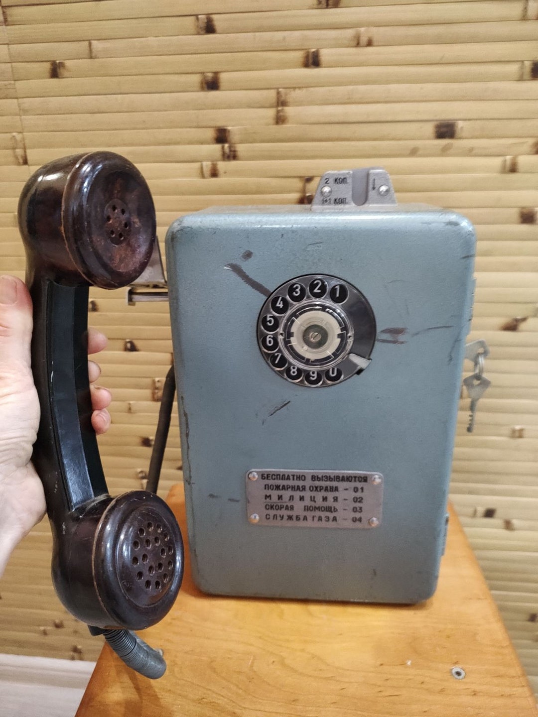 Vintage Street Payphone in Grey.retro Rotary Phone for 2 and 1+1 ...