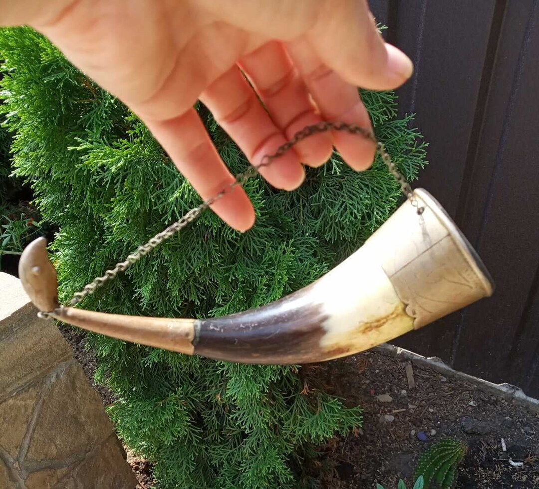 Vintage Silver Drinking Horn. Hanging Ornament. Viking Drinking Horn ...