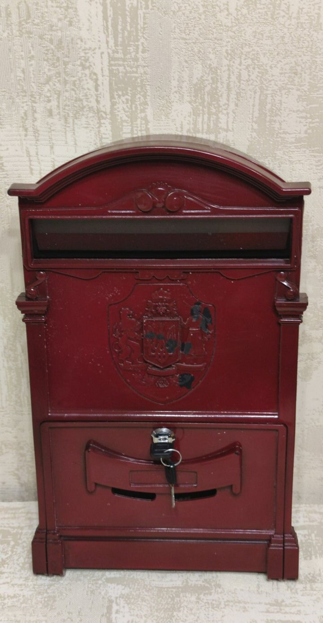 Rectangular Mailbox for Correspondence, Plastic, Dark Red. Plastic Box ...