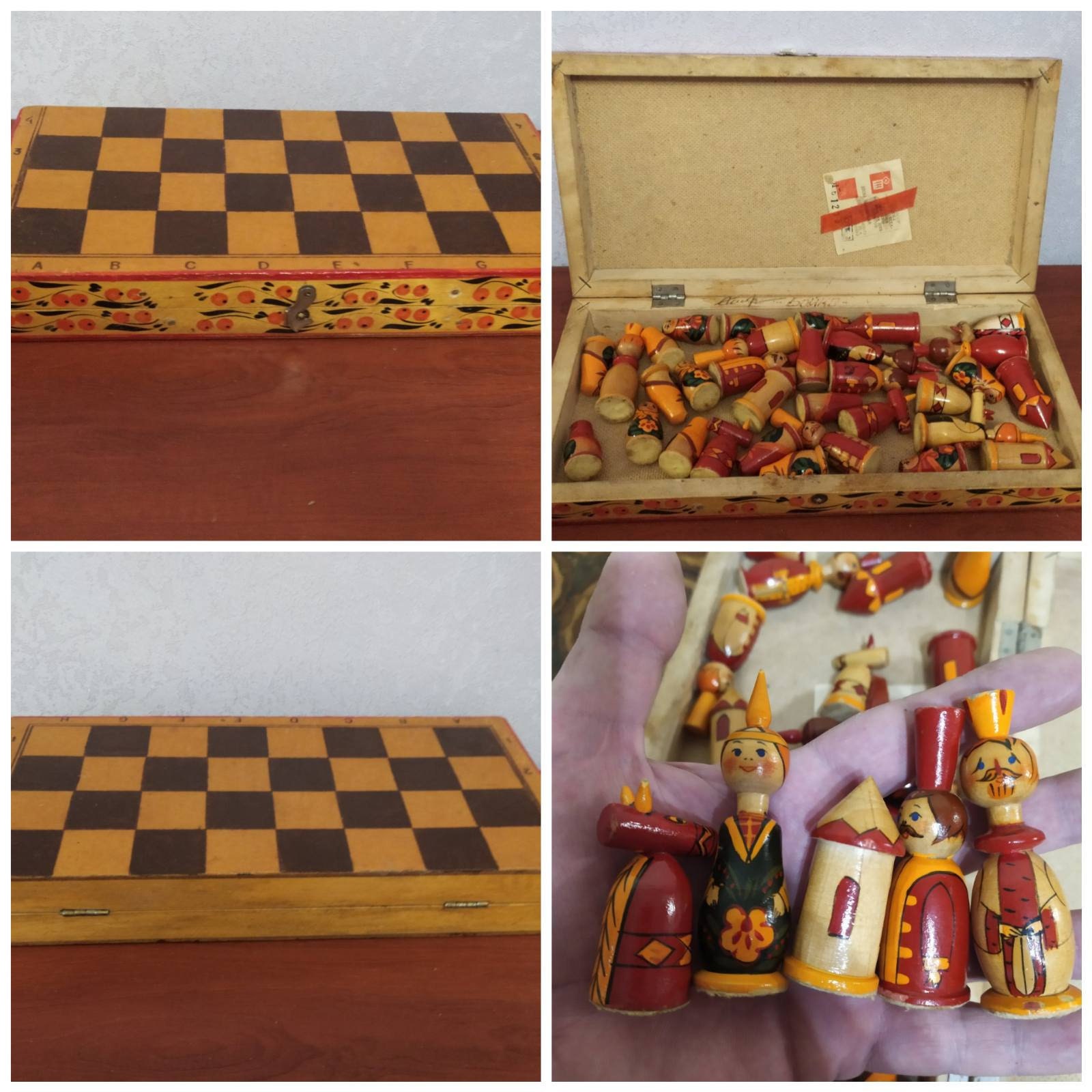 Vintage Soviet Chess Set, Hand-painted Matryoshka Nesting Doll Pieces ...