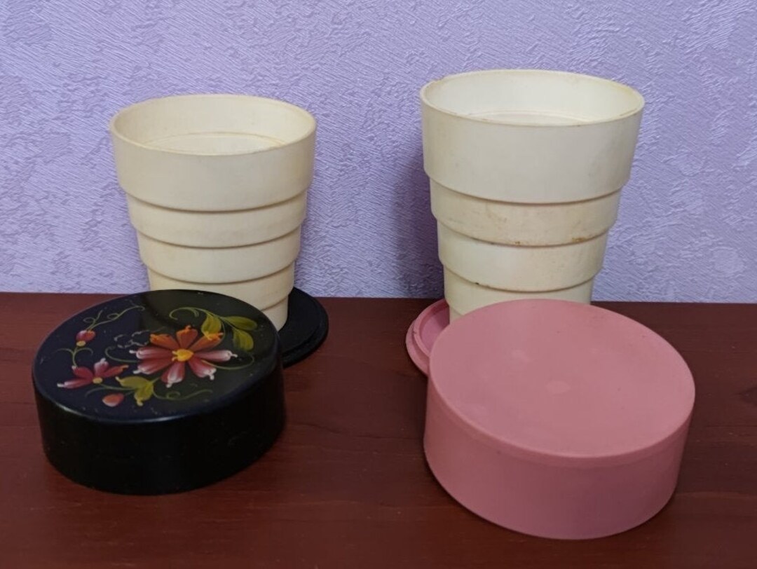 2 Plastic Folding Cups. Vintage Travel Cups. 1970s Soviet - Etsy UK