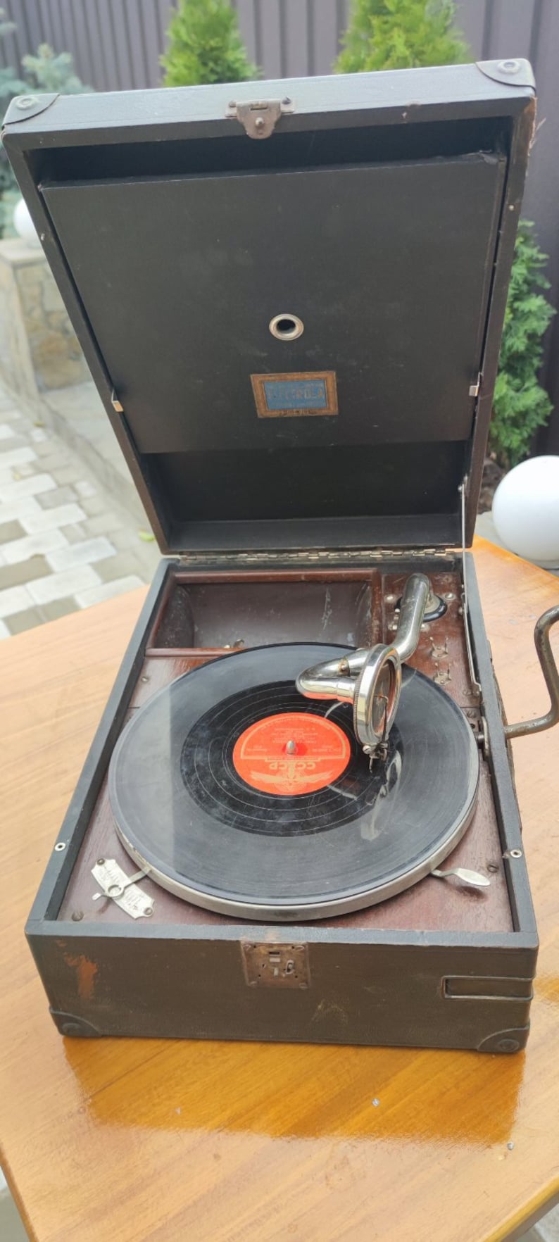 German Portable Gramophone Electrola in a Suitcase. Antique Gramophone ...