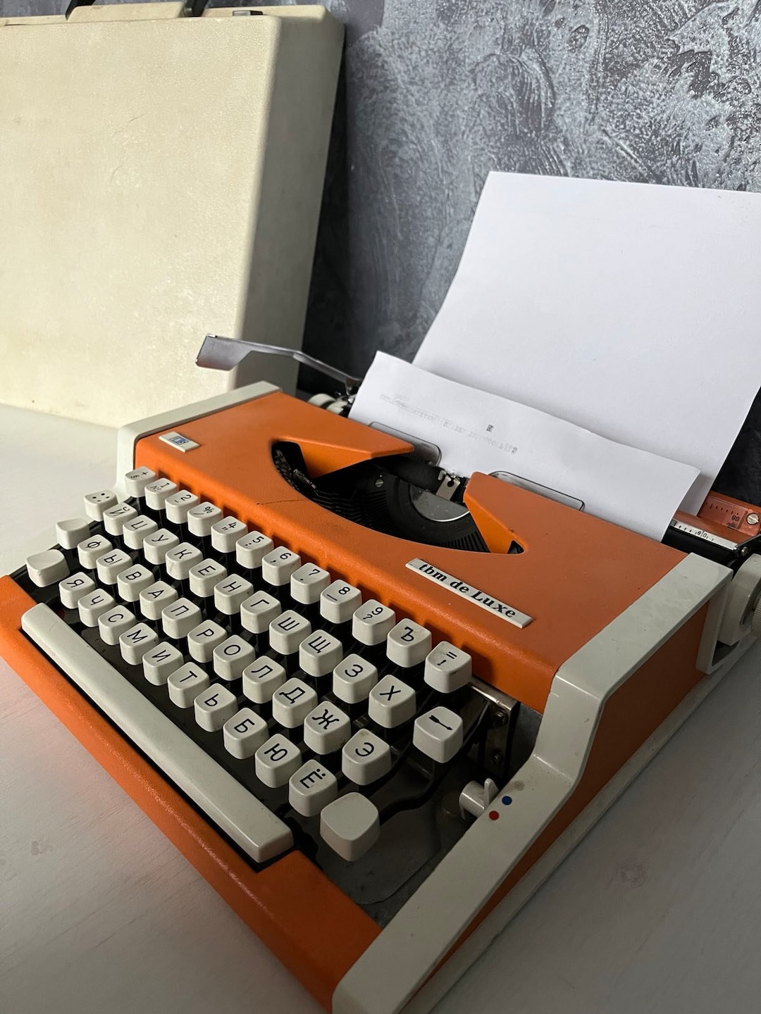 Vintage Orange UNIS Typewriter, Portable Retro Decor, 1980s, Cyrillic ...