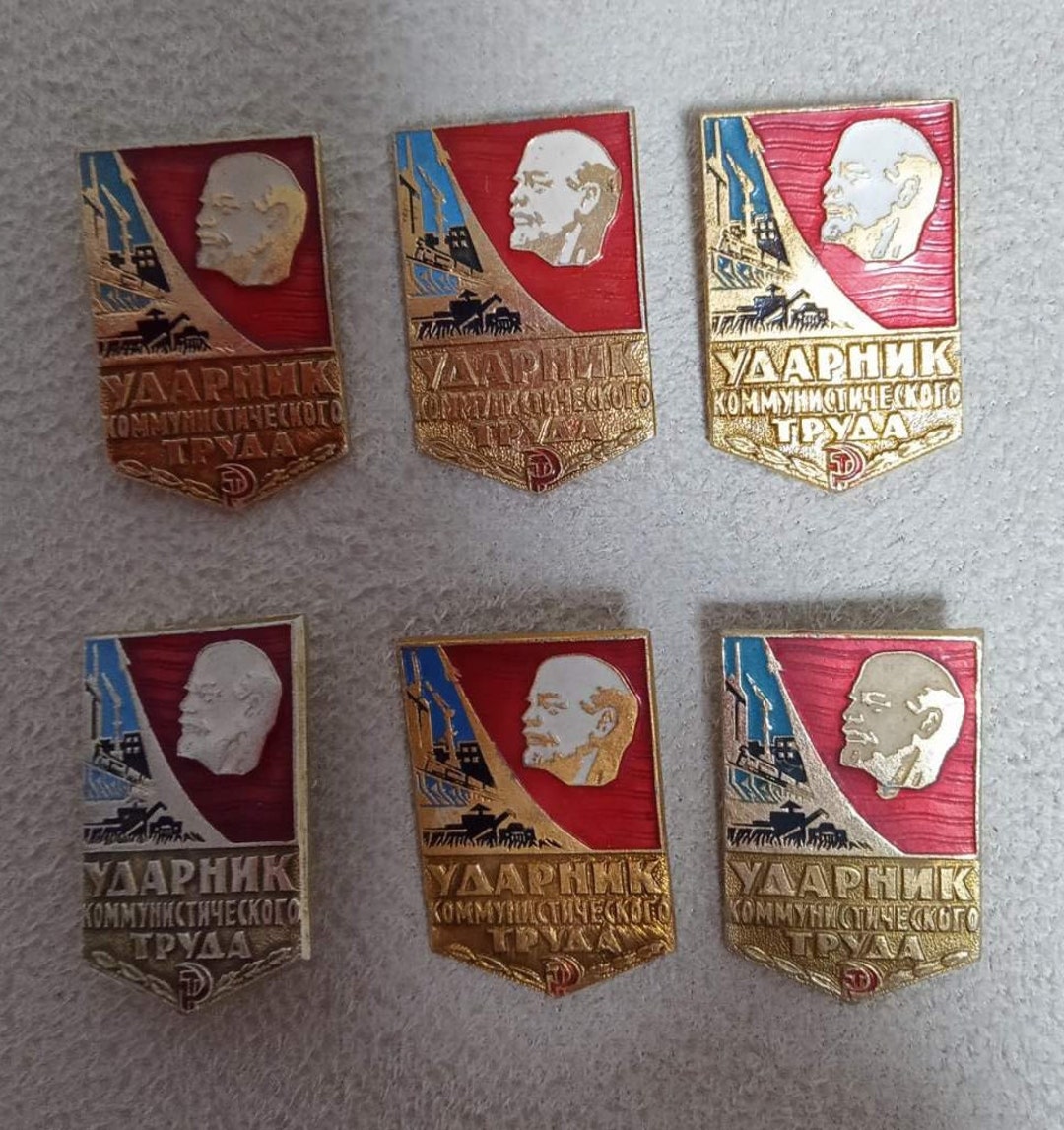 6 Vintage Pins of the Ussr.the Soviet Pin is a Trademark for the Best ...